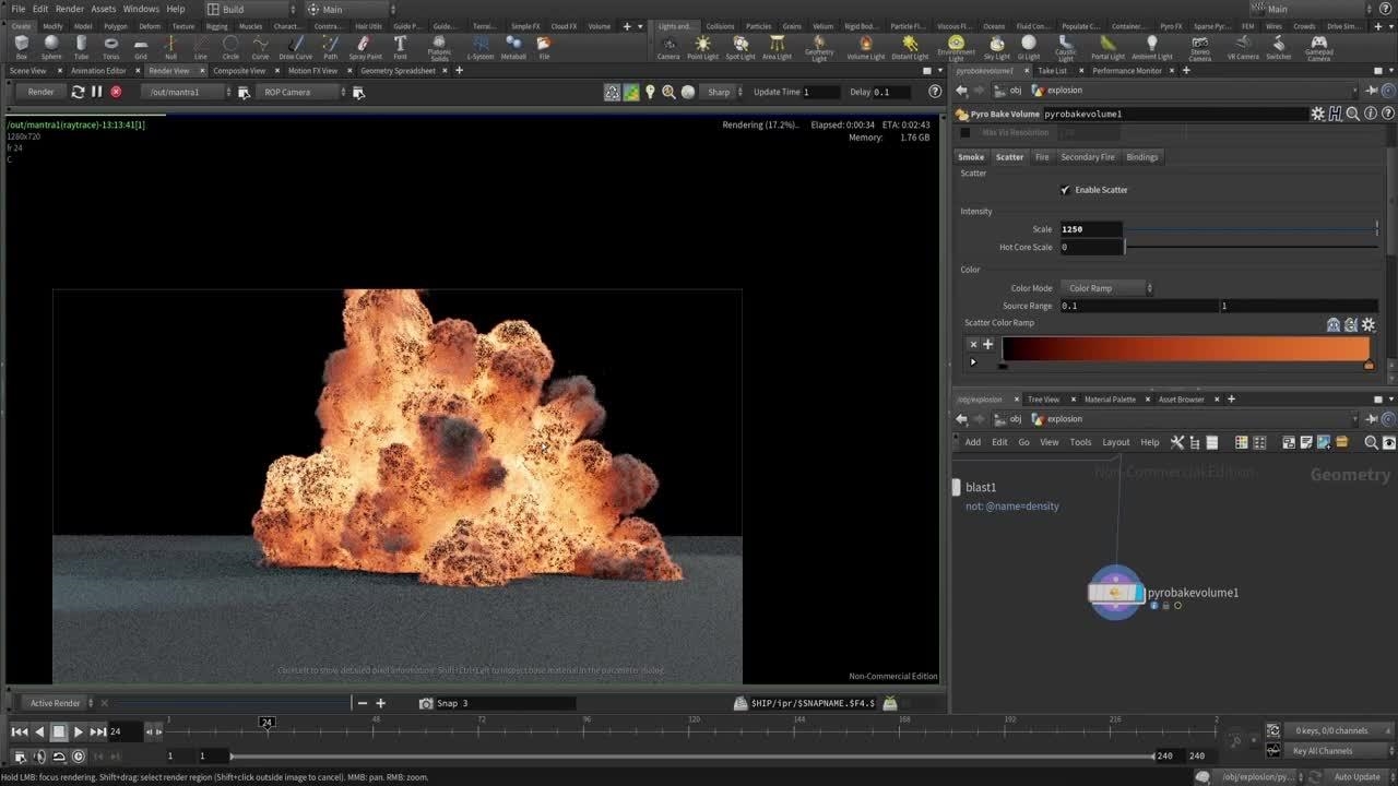 آموزش انفجار در هودینی برای مبتدیان Pyro FX in Houdini Explosion - نماشا